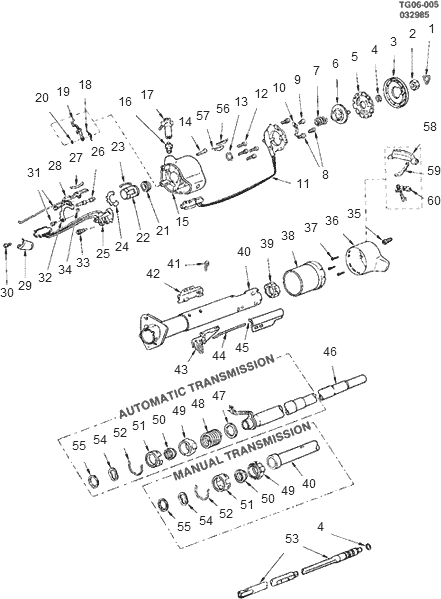 exploded view for the 1988 Chevrolet G-Van Non-Tilt | Steering Column ...