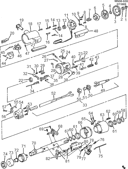 exploded view for the 1989 Oldsmobile Calais Tilt | Steering Column ...