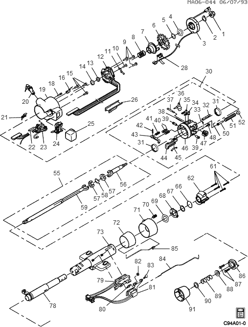 exploded view for the 1997 Buick Skylark Tilt | Steering Column Services