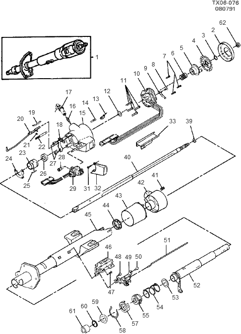 exploded view for the 1992 Chevrolet Astro Van Non-Tilt | Steering ...