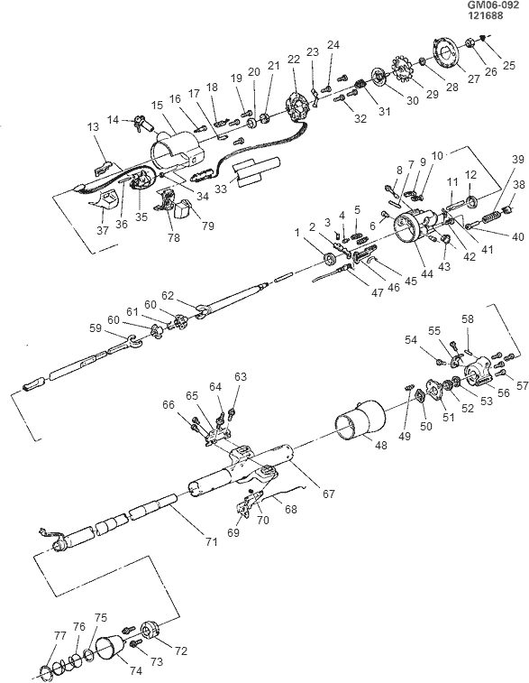 exploded view for the 1985 Oldsmobile Olds 98 Tilt | Steering Column ...