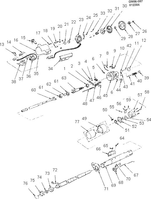 exploded view for the 1984 Buick Regal Tilt | Steering Column Services