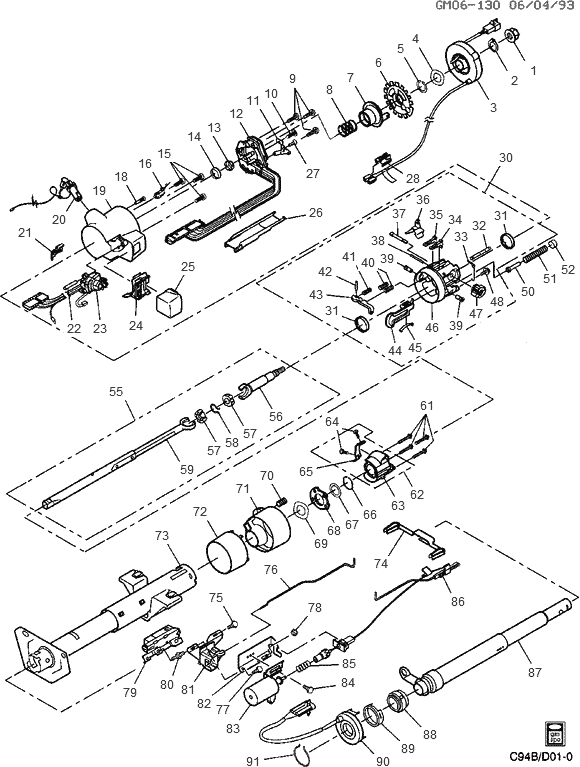 exploded view for the 1995 Buick Roadmaster Tilt | Steering Column Services