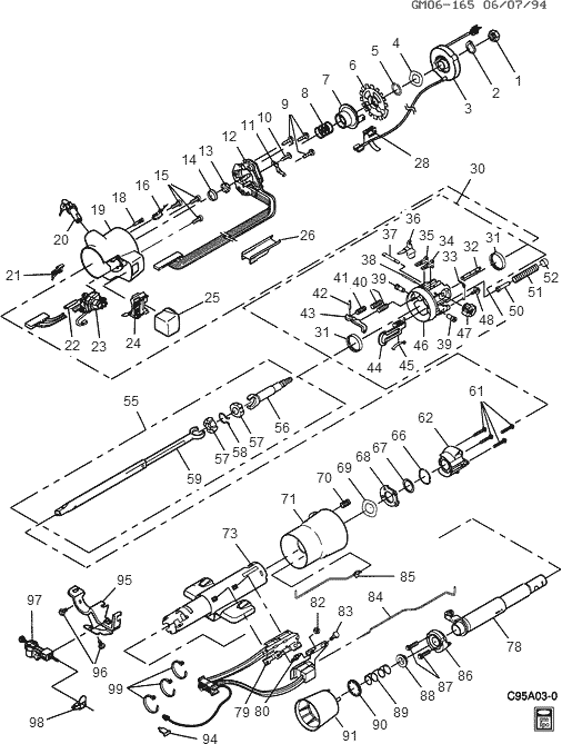 exploded view for the 1996 Buick Century Tilt | Steering Column Services